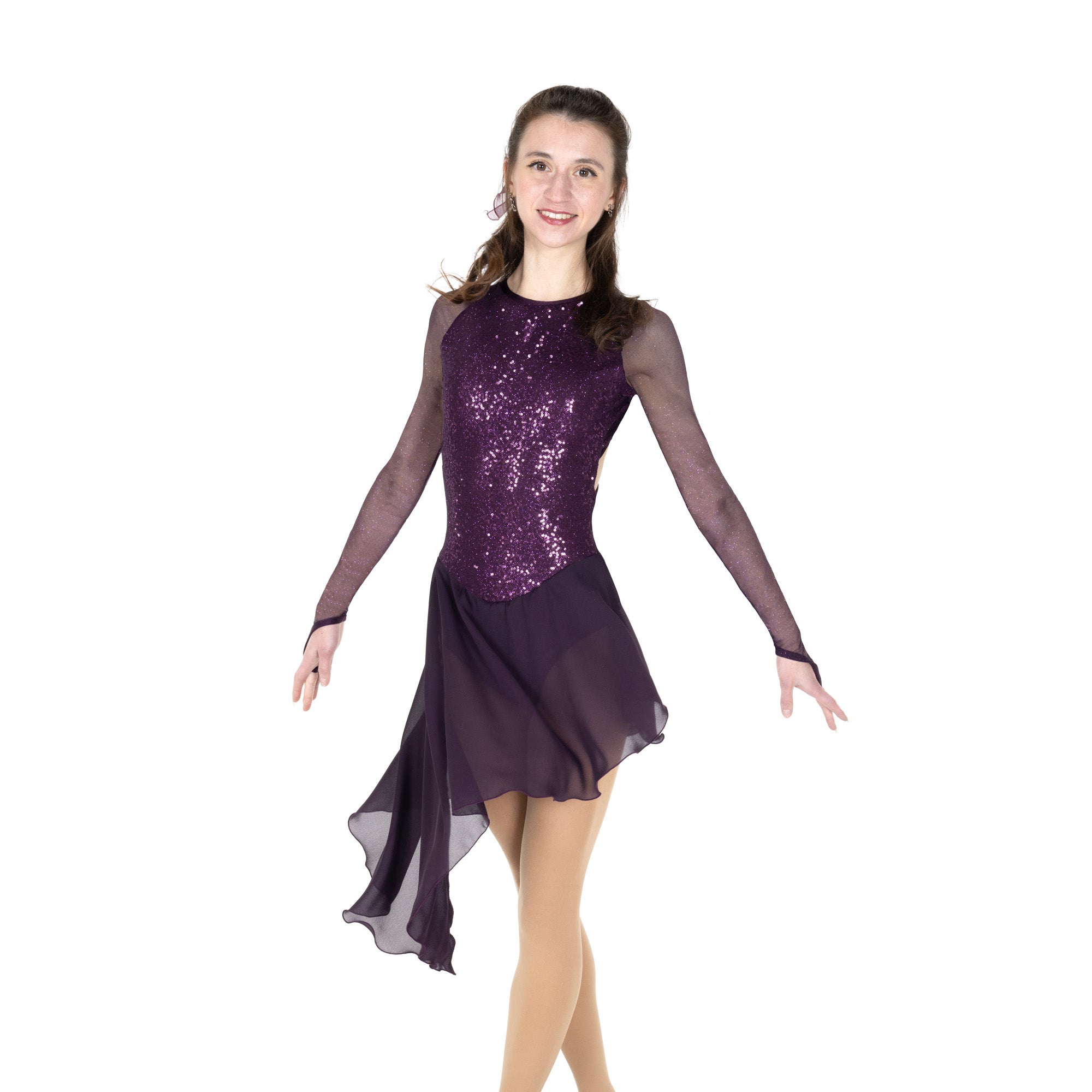 Aurora Ice Darkening Dance Skating Dress - Plum
