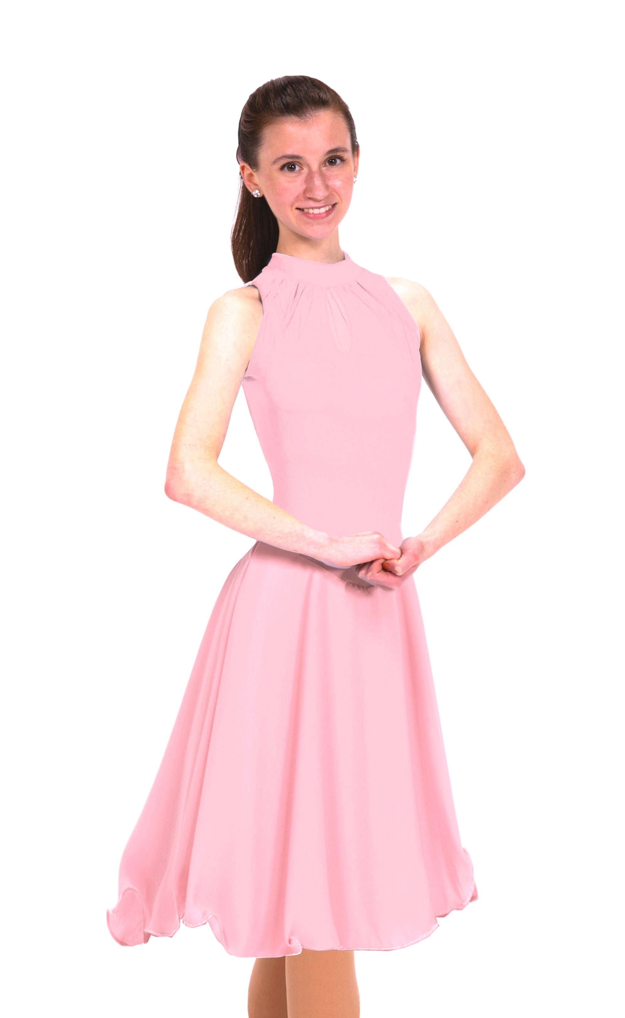Solitaire Keyhole Dance Unbeaded Skating Dress - Cameo PInk | Northern ...