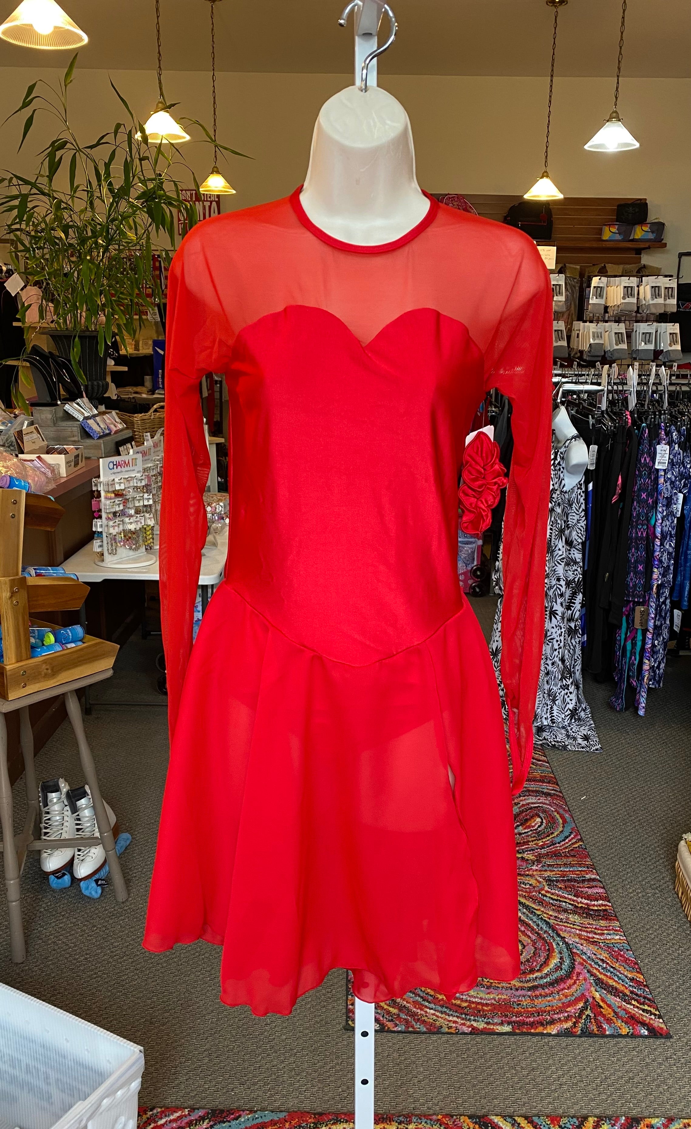 Solitaire Ready to Ship Sweetheart Unbeaded Dance Skating Dress - Red ...