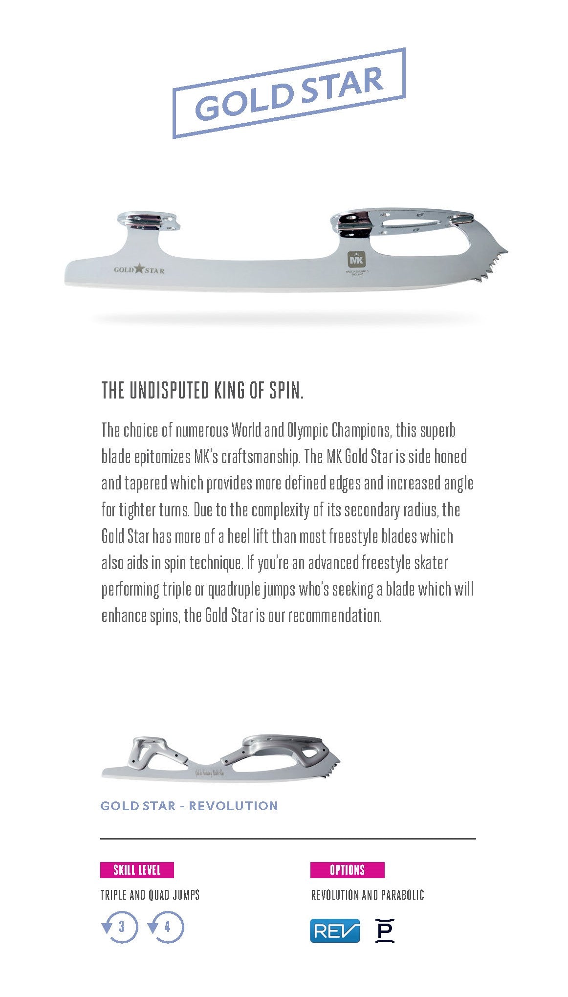 MK Gold Star Skate Blades | Northern Ice and Dance