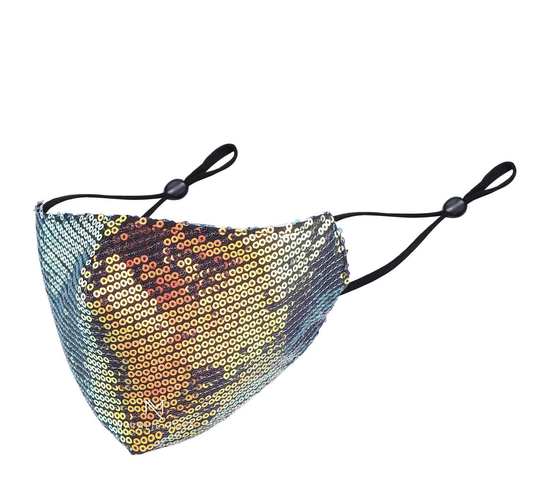 NM Misty Gold Sequin Face Mask | Northern Ice and Dance