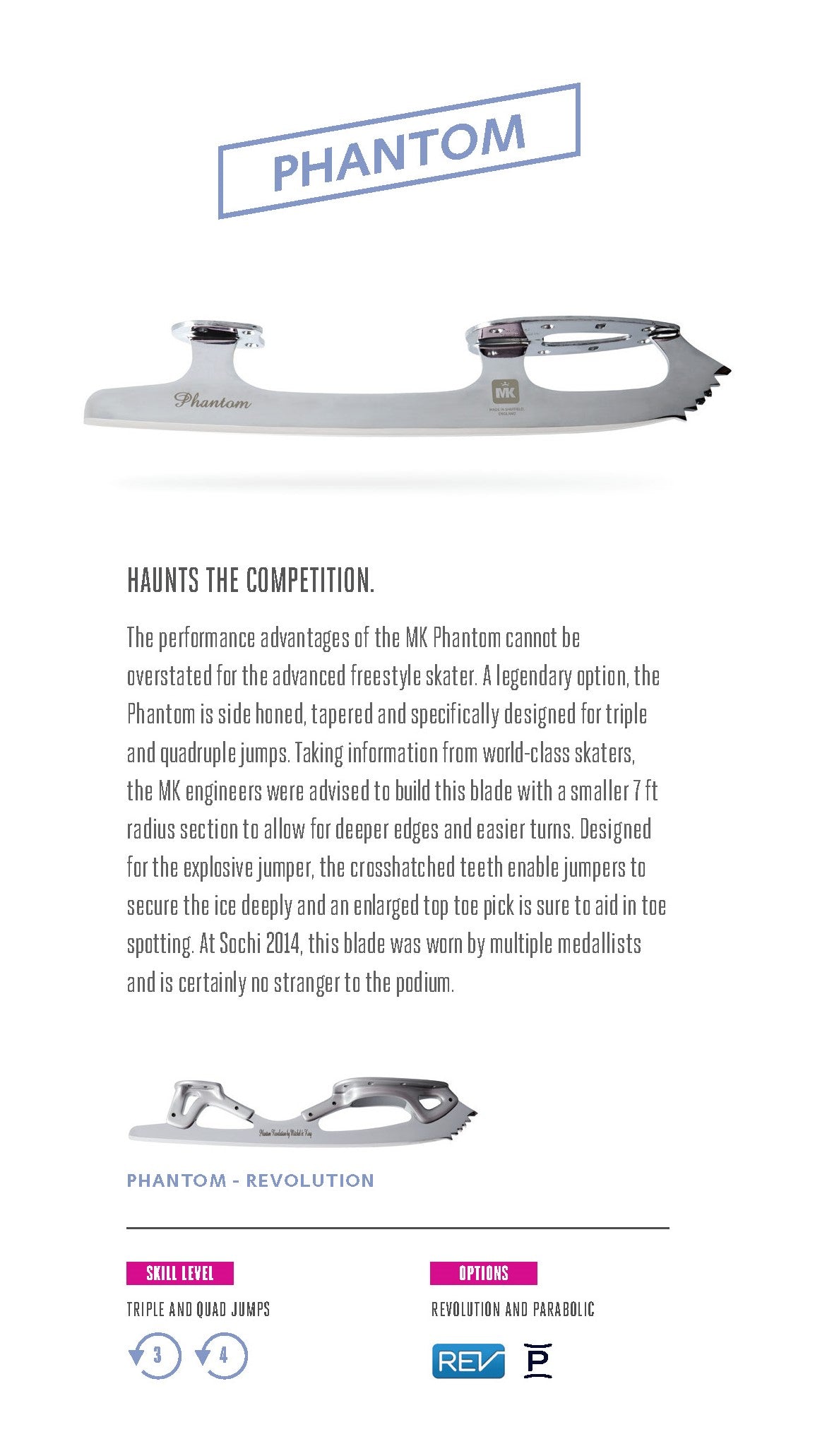 MK Revolution Phantom Skate Blades | Northern Ice and Dance